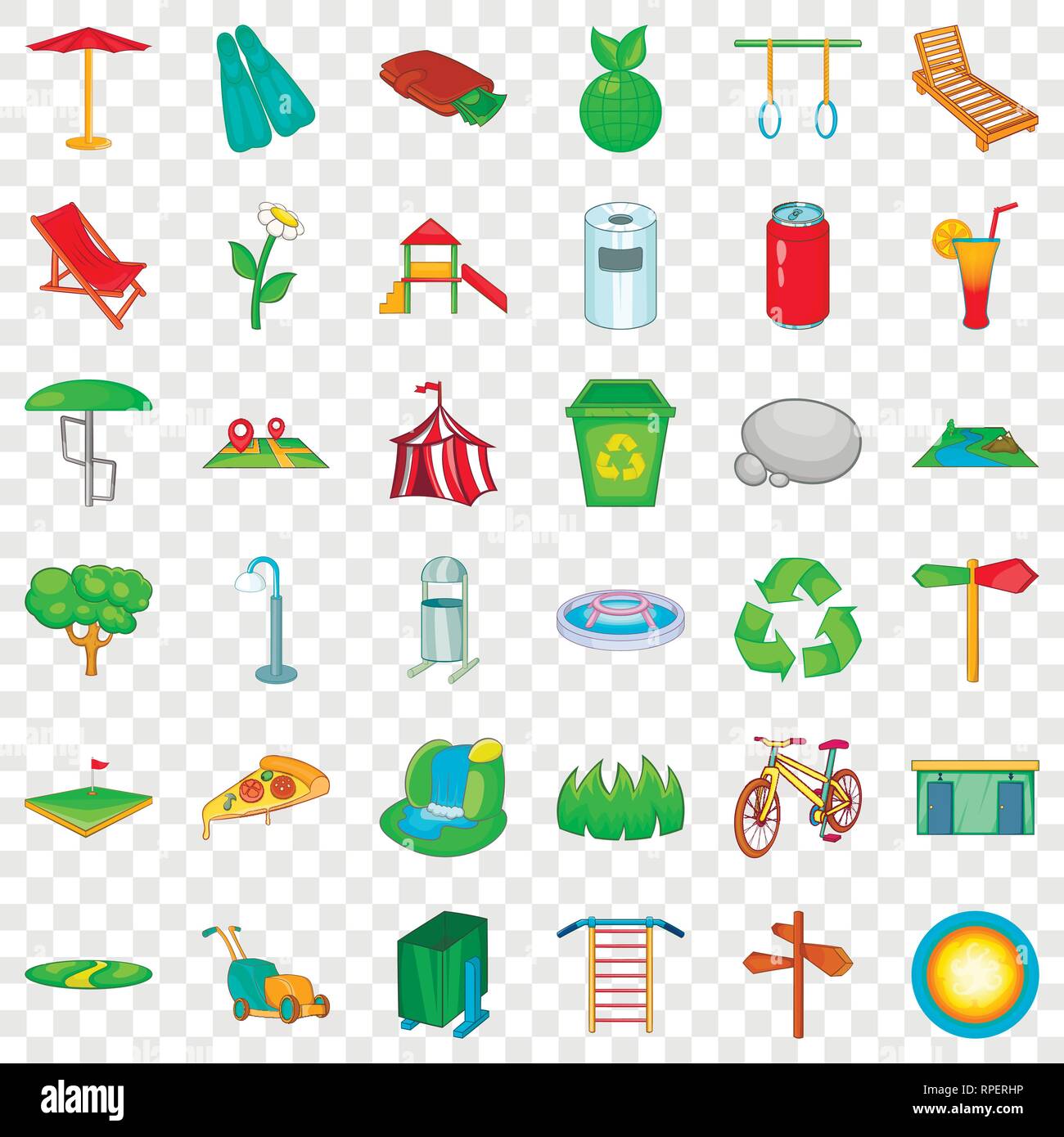 Public park icons set, cartoon style Stock Vector Image & Art - Alamy