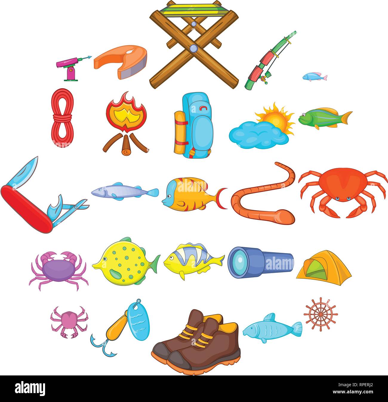 Fish icons set, cartoon style Stock Vector Image & Art - Alamy