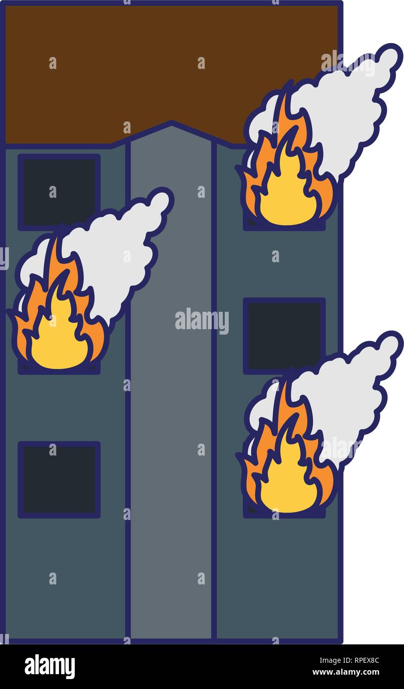 Building tower in fire blue lines Stock Vector Image & Art - Alamy