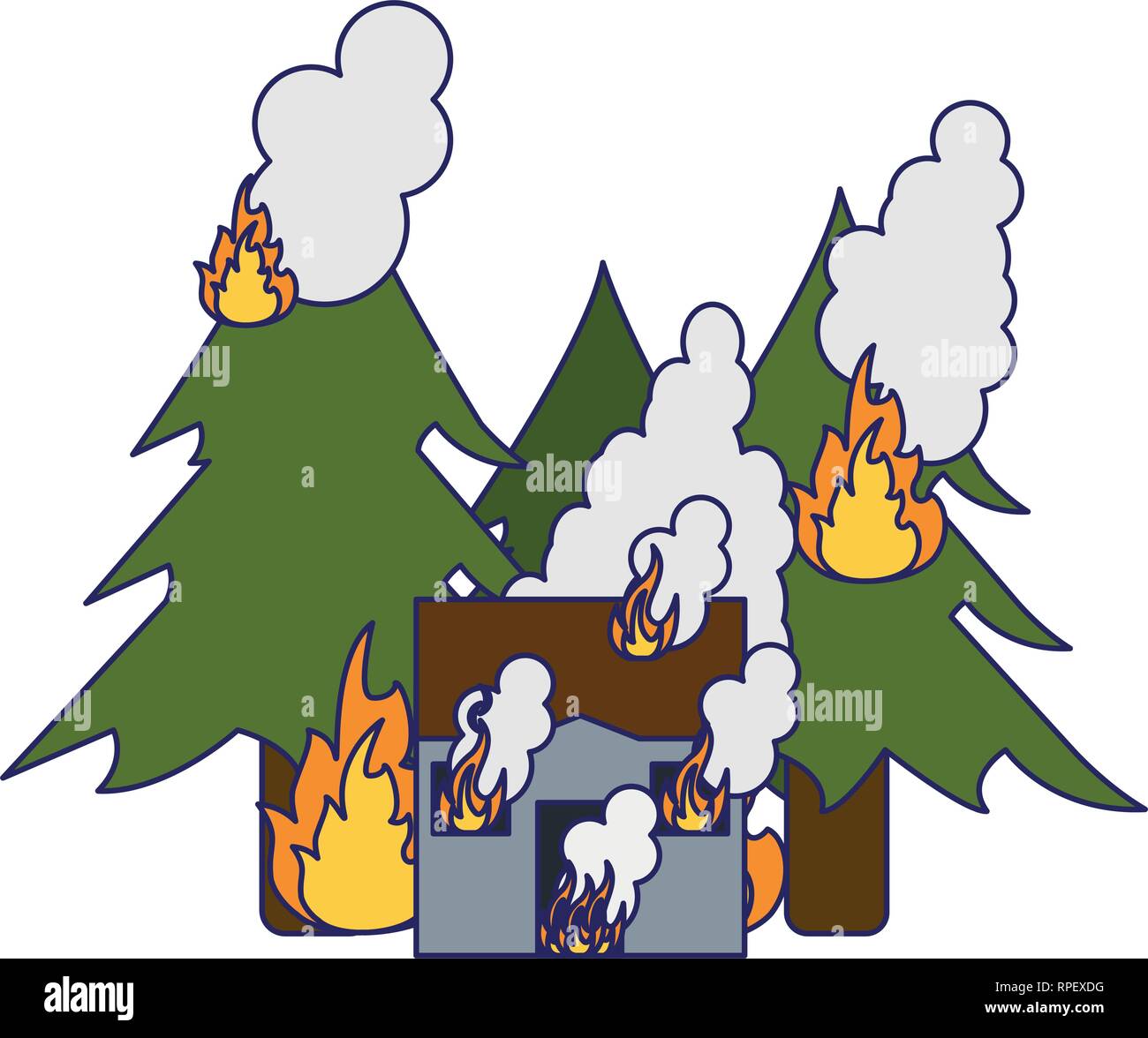Blazing house fire Stock Vector Images - Alamy