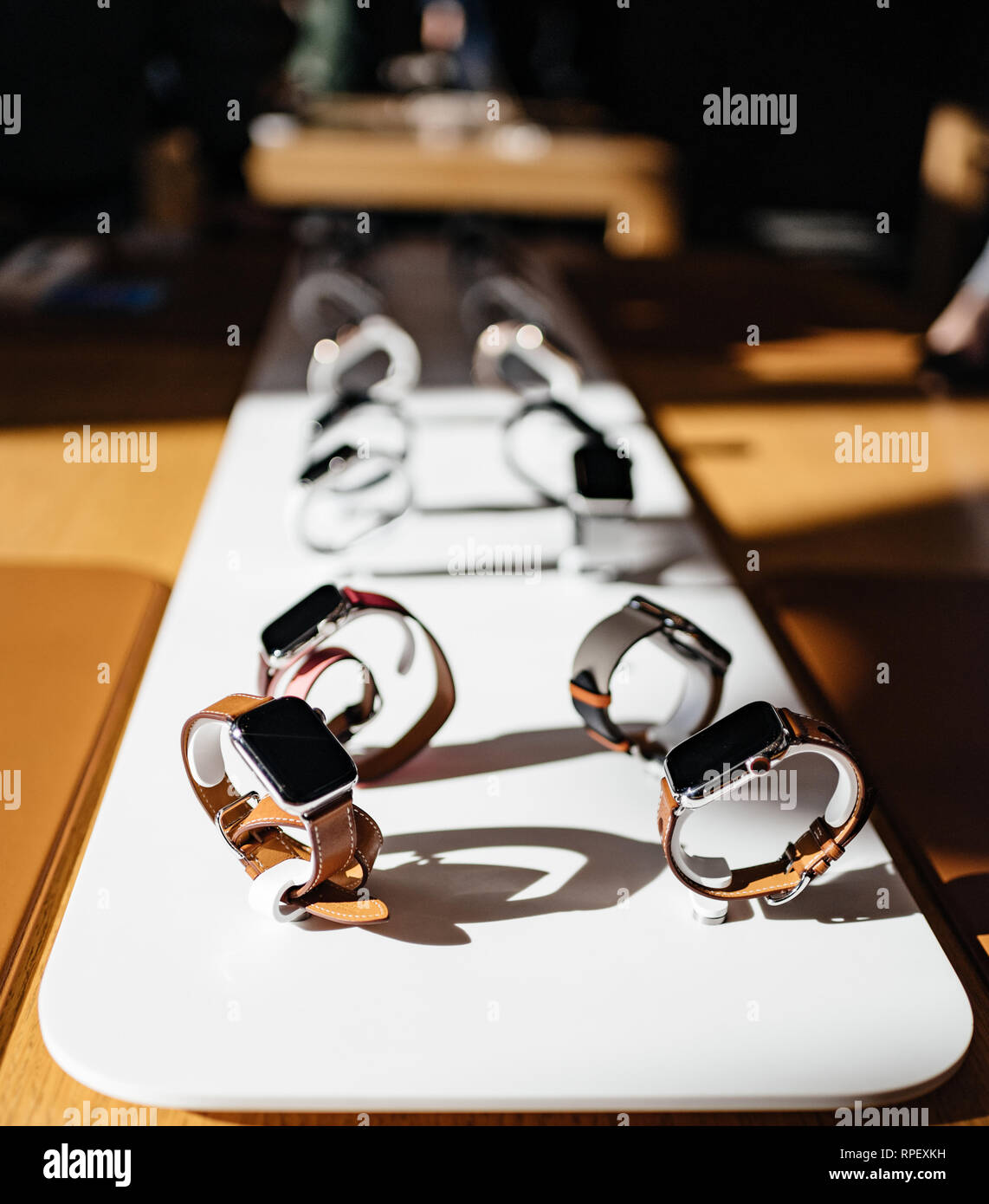 PARIS, FRANCE - OCT 26, 2018: Hero object of the latest Apple Watch ...