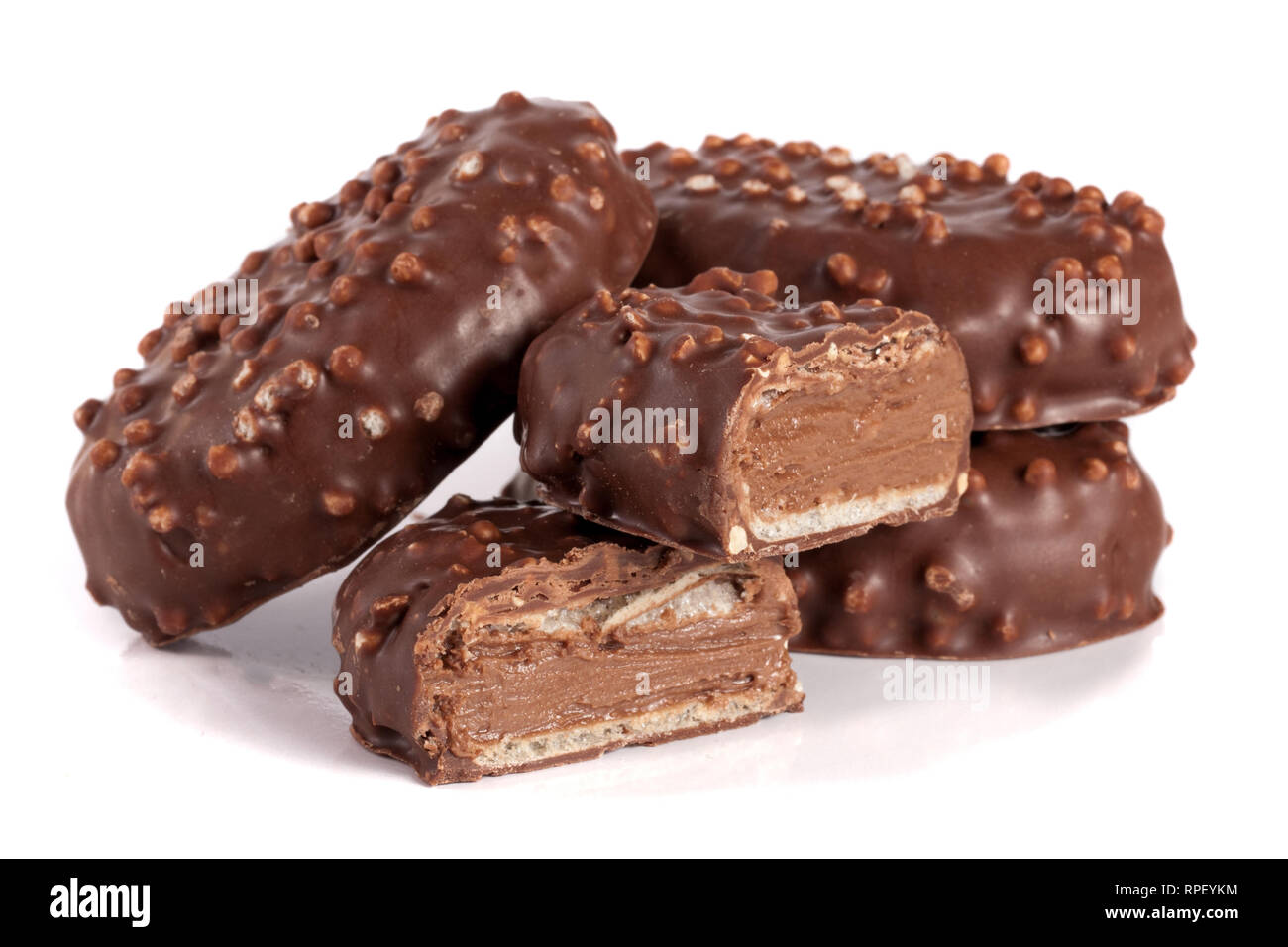chocolate candy with cream filling isolated on white background Stock ...