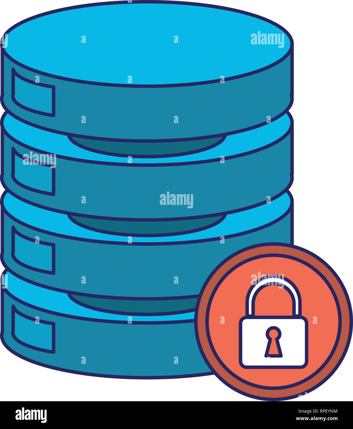 database with security locked blue lines Stock Vector Image & Art - Alamy