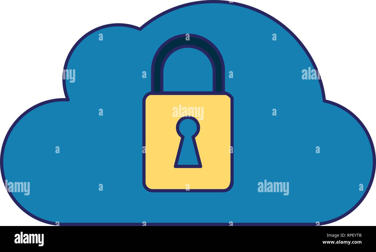 cloud computing with padlock symbol blue lines Stock Vector Image & Art ...
