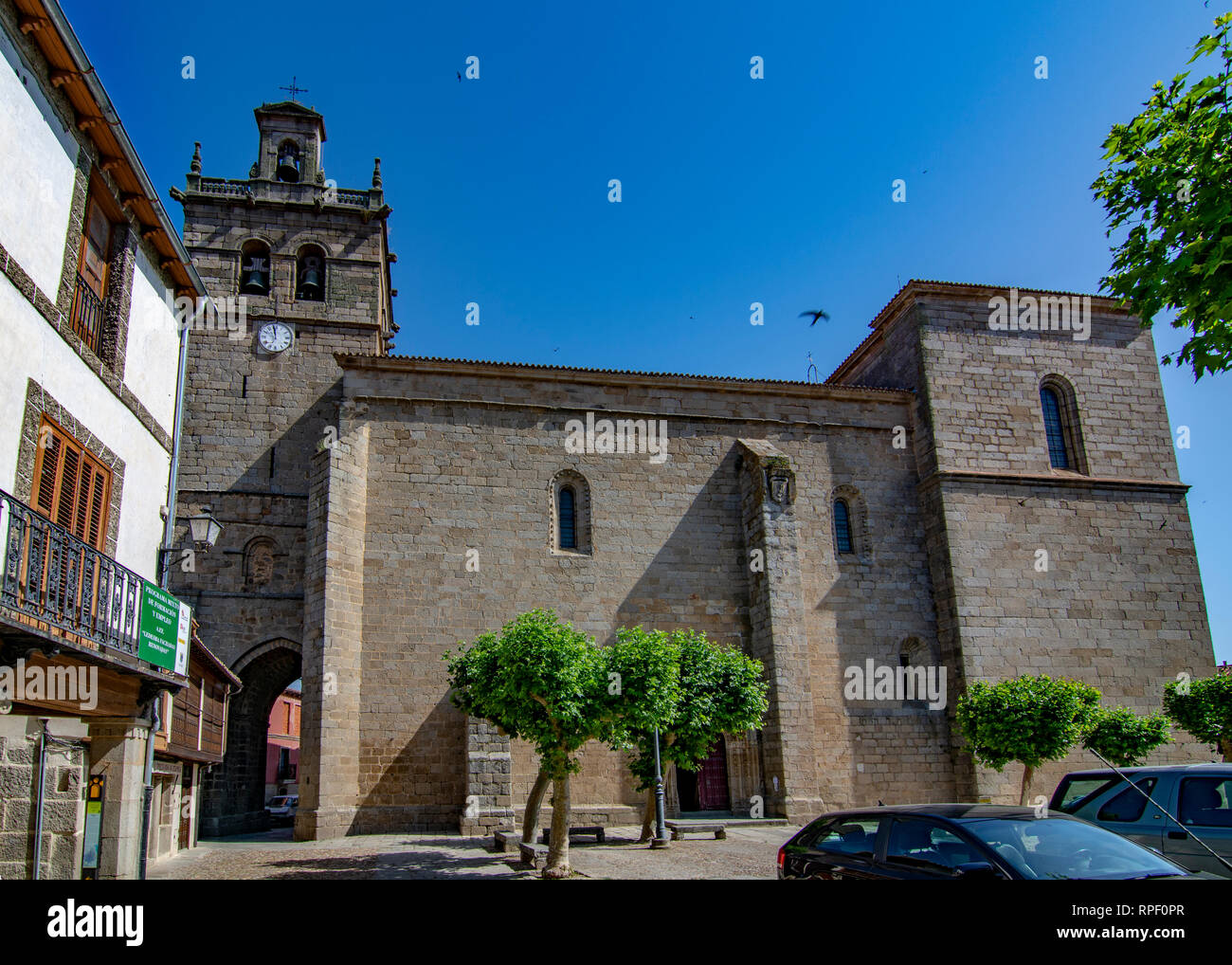 Ledesma, Salamanca, Spain; June 2017: view of the church of Santa MarÃ ...