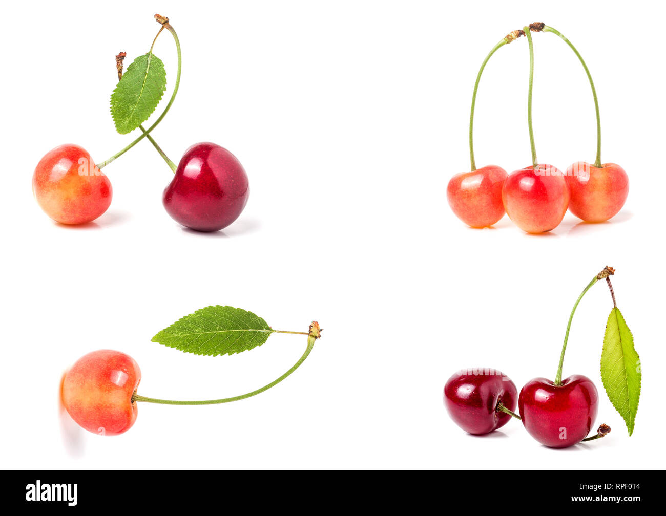 Red sweet cherry isolated on white background. Collection or set Stock ...