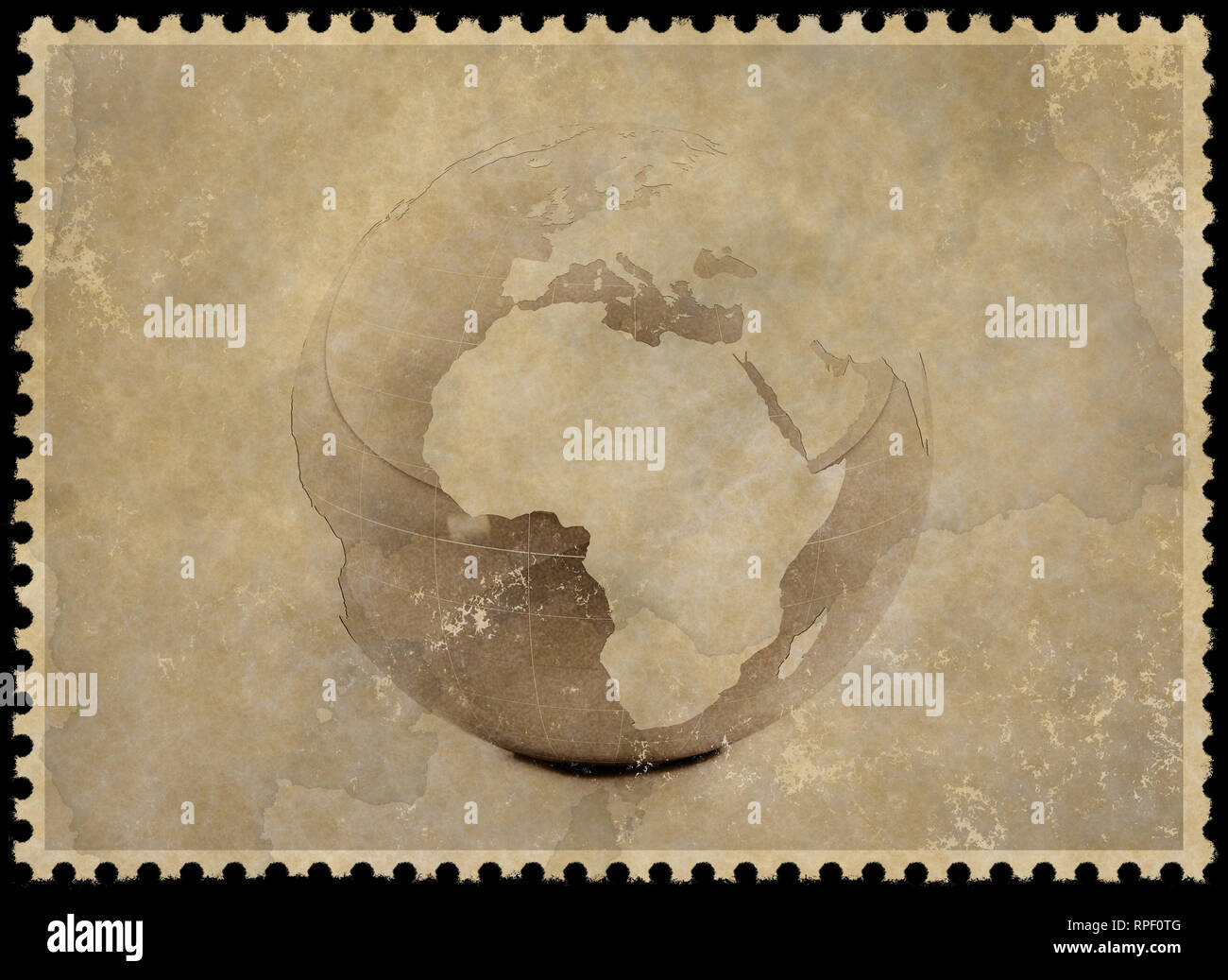 Old vintage world globe Old vintage world globe paper stamp Stock Photo ...