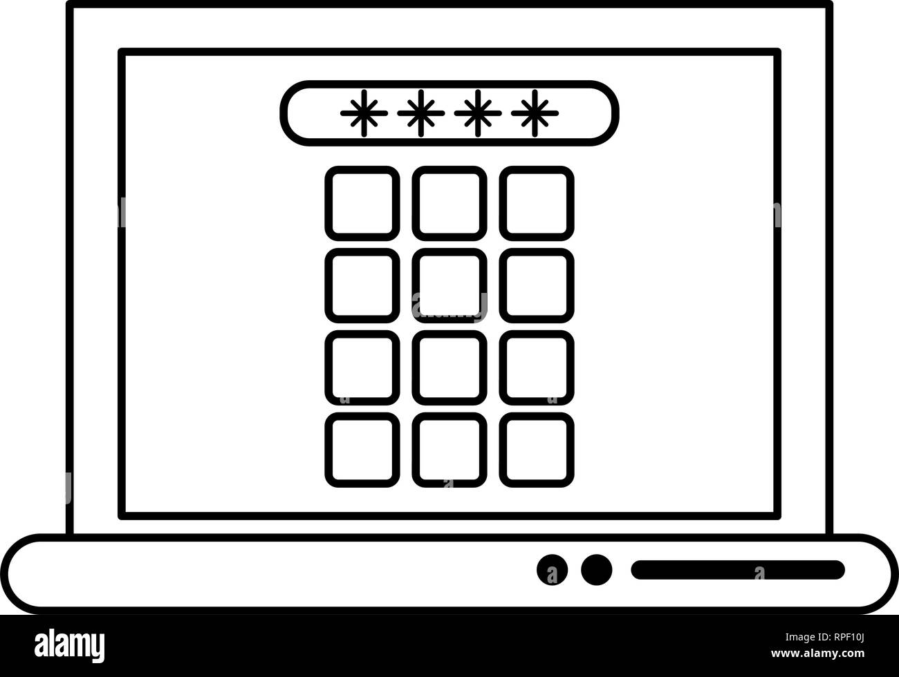 laptop with password screen black and white Stock Vector Image & Art ...