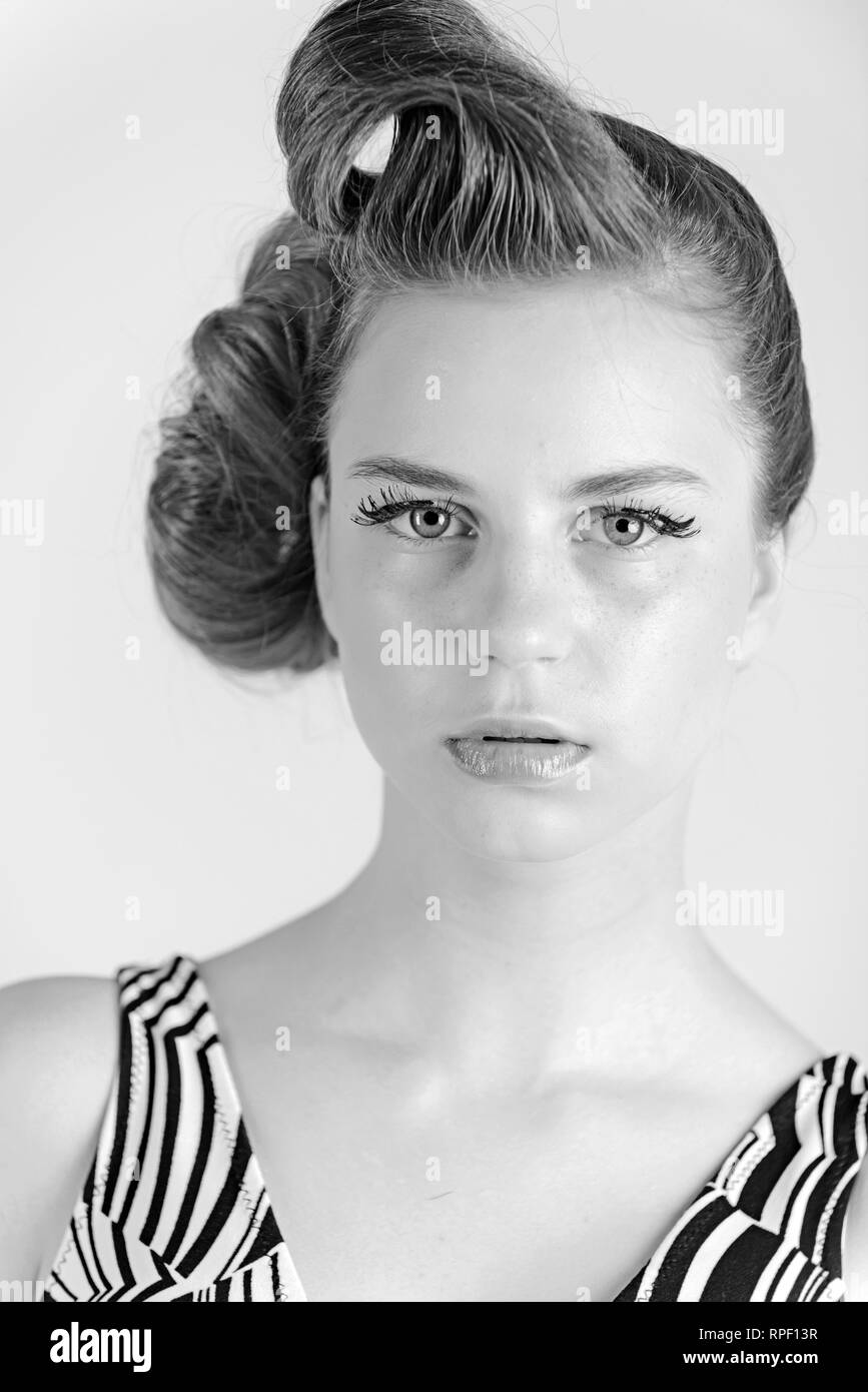 Adorable young retro pin up woman Black and White Stock Photos & Images ...