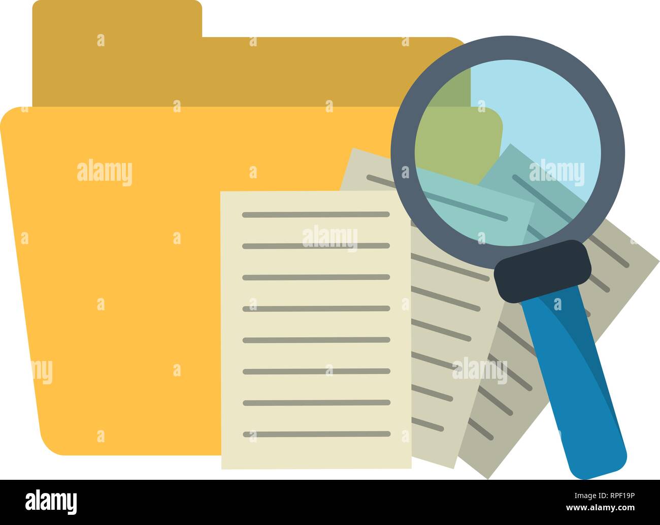 Folder with documents and magnifying glass Stock Vector Image & Art - Alamy