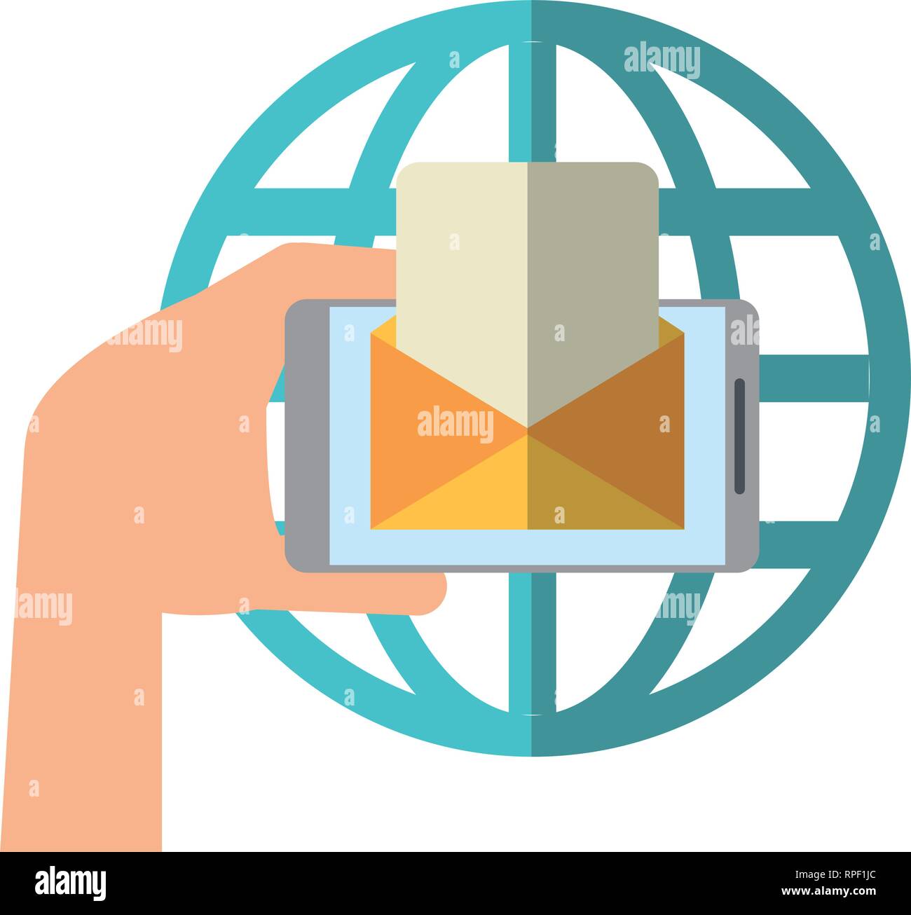 smartphone email sending around world Stock Vector Image & Art - Alamy