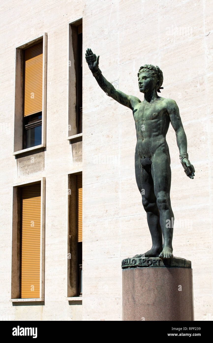 ROME - A neo classical statue of a Roman making a fascist salute in the ...