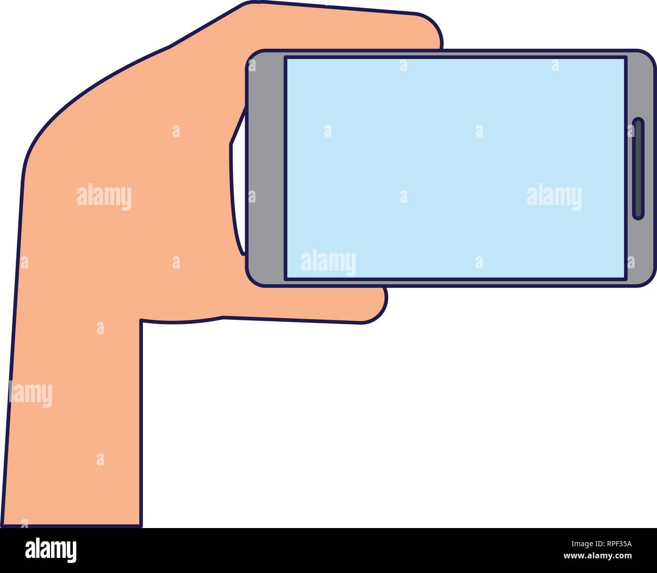 hand holding smartphone blue lines Stock Vector Image & Art - Alamy