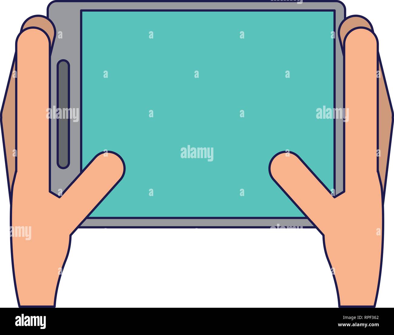 hands holding smartphone blue lines Stock Vector Image & Art - Alamy