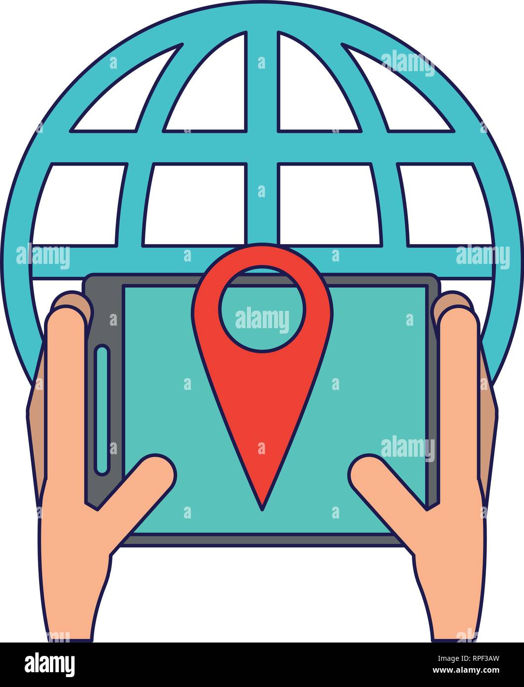 Smartphone with gps tracking blue lines Stock Vector Image & Art - Alamy