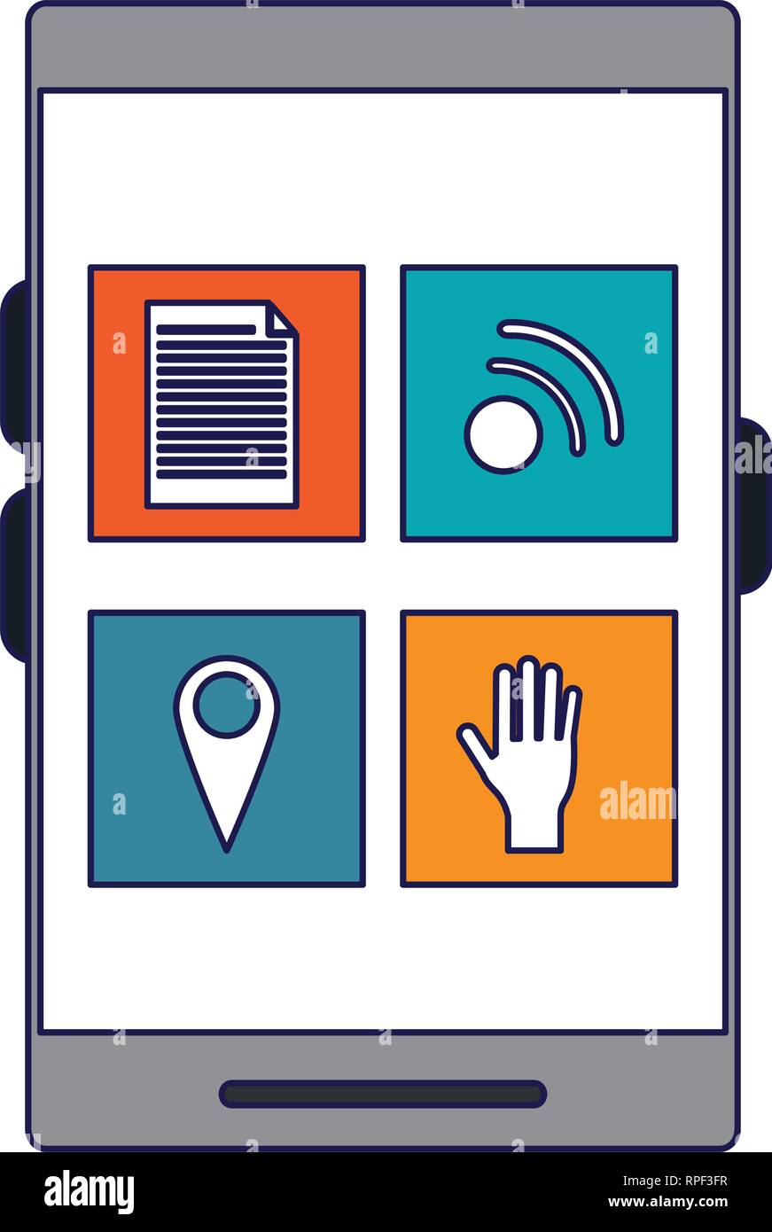 smartphone mobile app menu blue lines Stock Vector Image & Art - Alamy