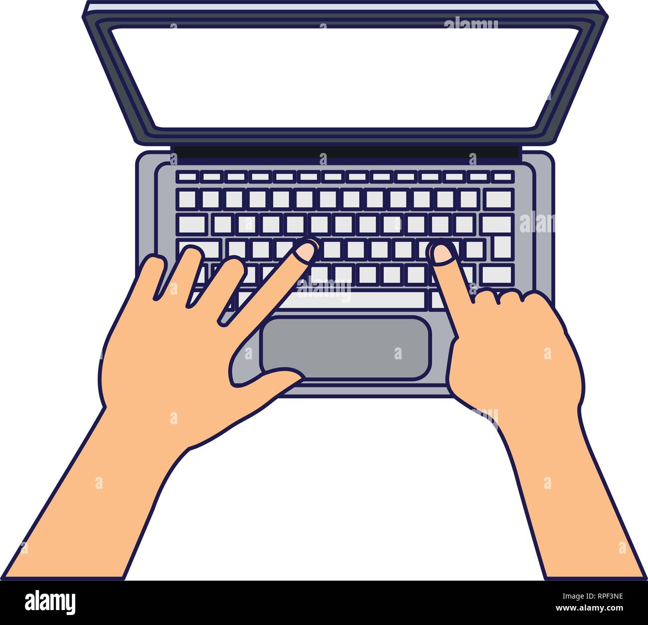 hands using laptop computer blue lines Stock Vector Image & Art - Alamy