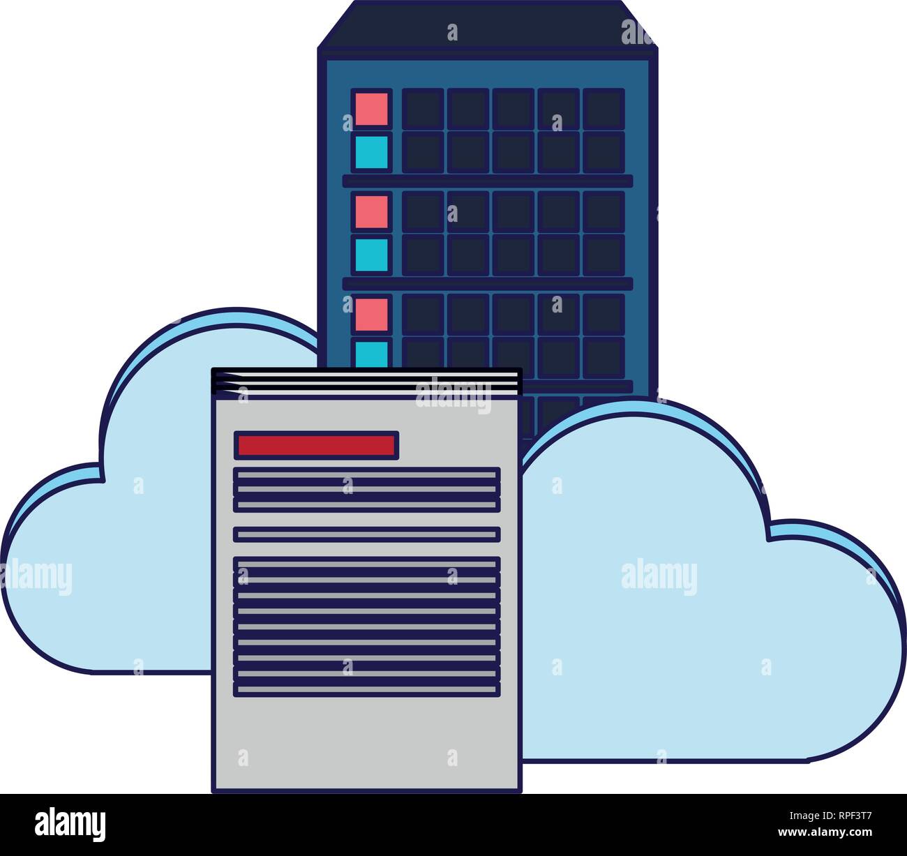 database server and cloud computing symbol blue lines Stock Vector ...