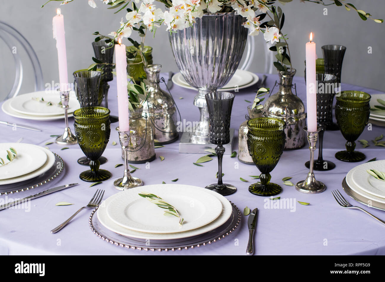 Wedding decoration for banquet with olive tree Stock Photo - Alamy