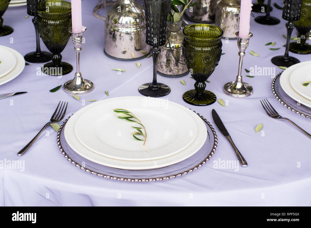 Wedding decoration for banquet with olive tree Stock Photo - Alamy