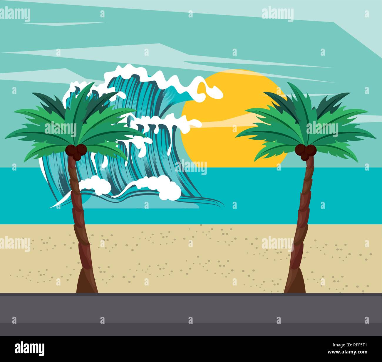 Hawaii panoramic view Stock Vector Images - Alamy
