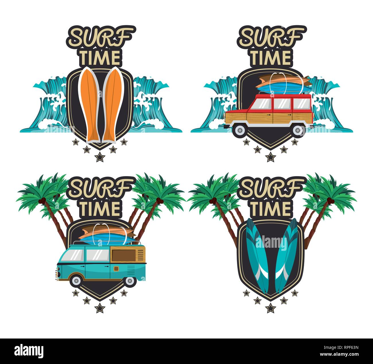 surf time cartoon set Stock Vector Image & Art - Alamy