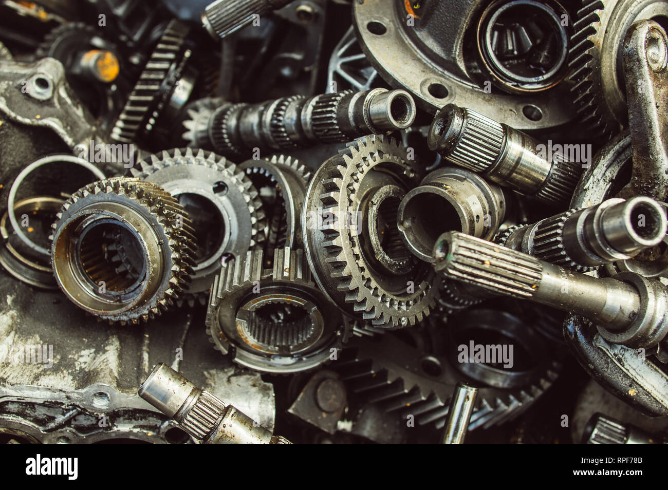 A lot of broken gears and shafts in the garbage box Stock Photo - Alamy