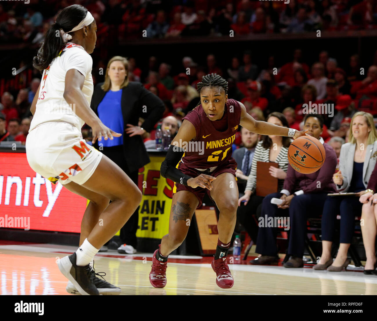 College Park, MD, USA. 21st Feb, 2019. Minnesota Golden Gophers Guard ...