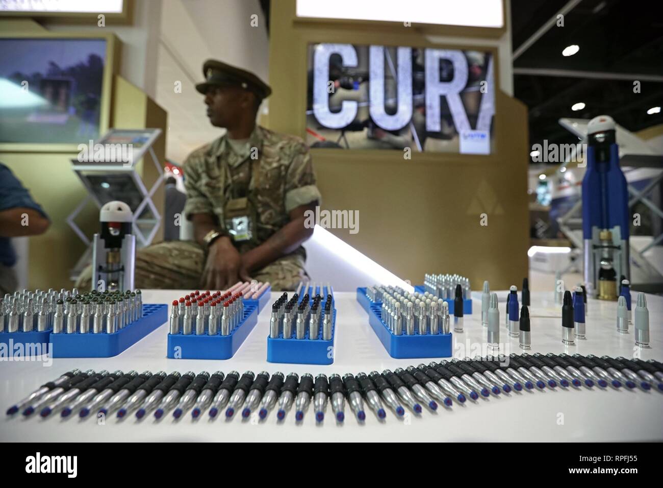 Abu Dhabi, United Arab Emirates. 21st Feb, 2019. Defensive products are ...