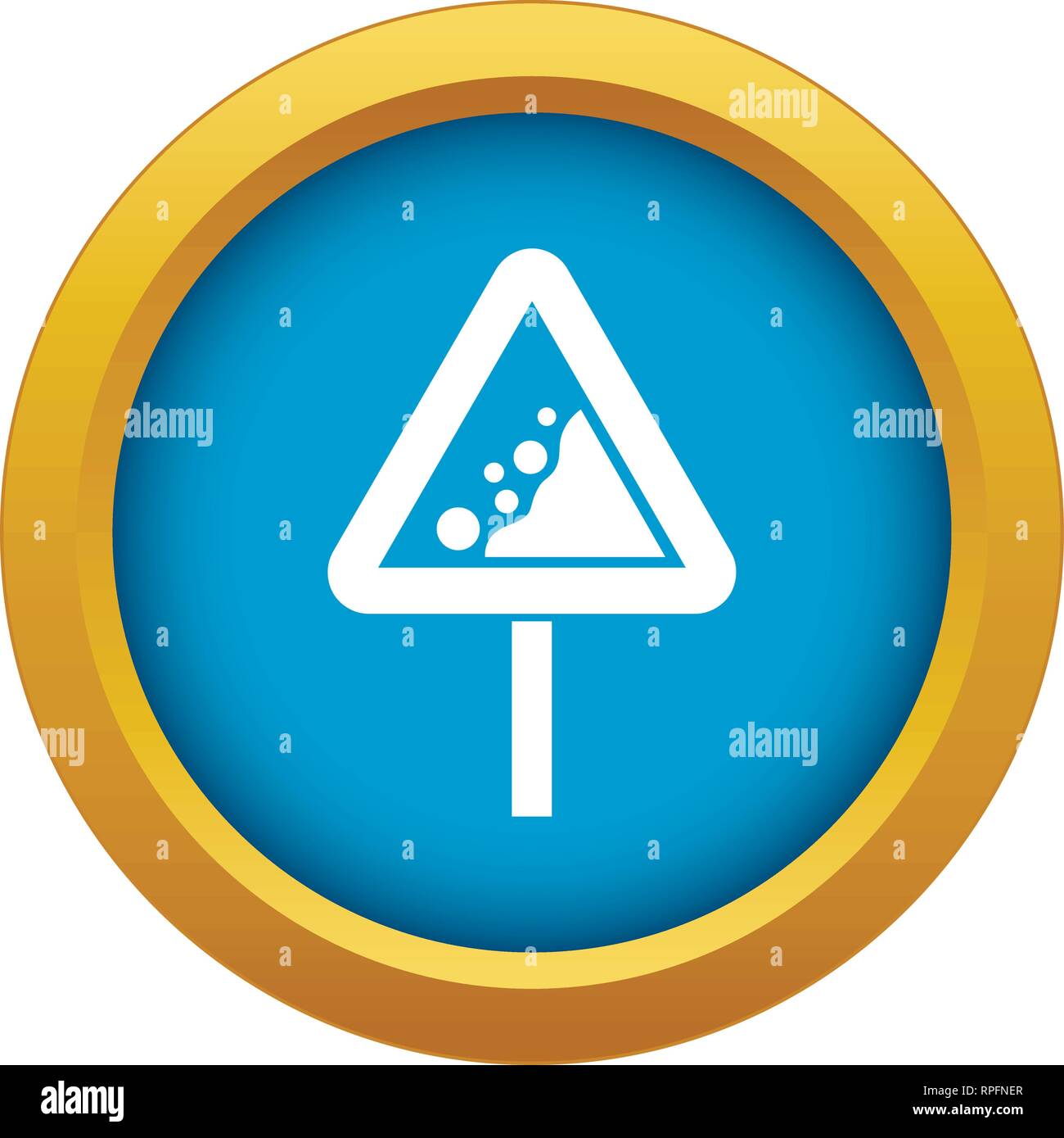 Falling rocks warning traffic sign icon blue vector isolated Stock ...