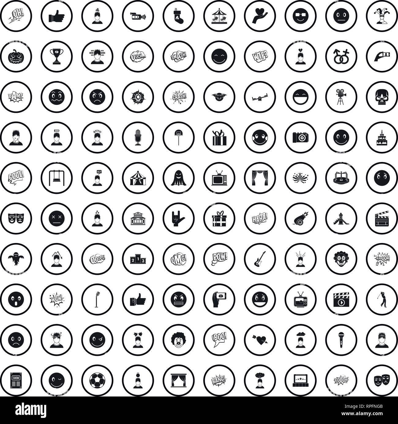 100 emotion icons set, simple style Stock Vector Image & Art - Alamy