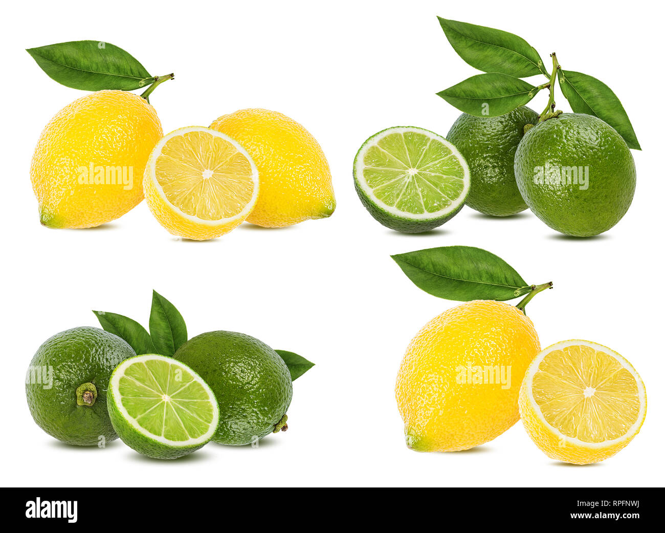Fresh lemon and lime isolated on white background Stock Photo - Alamy