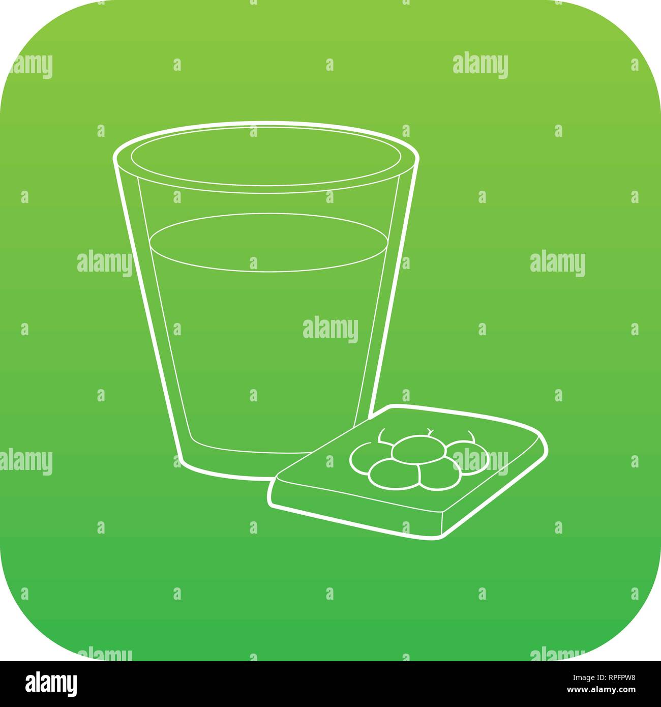 Glass of water and pills icon green vector Stock Vector Image & Art - Alamy