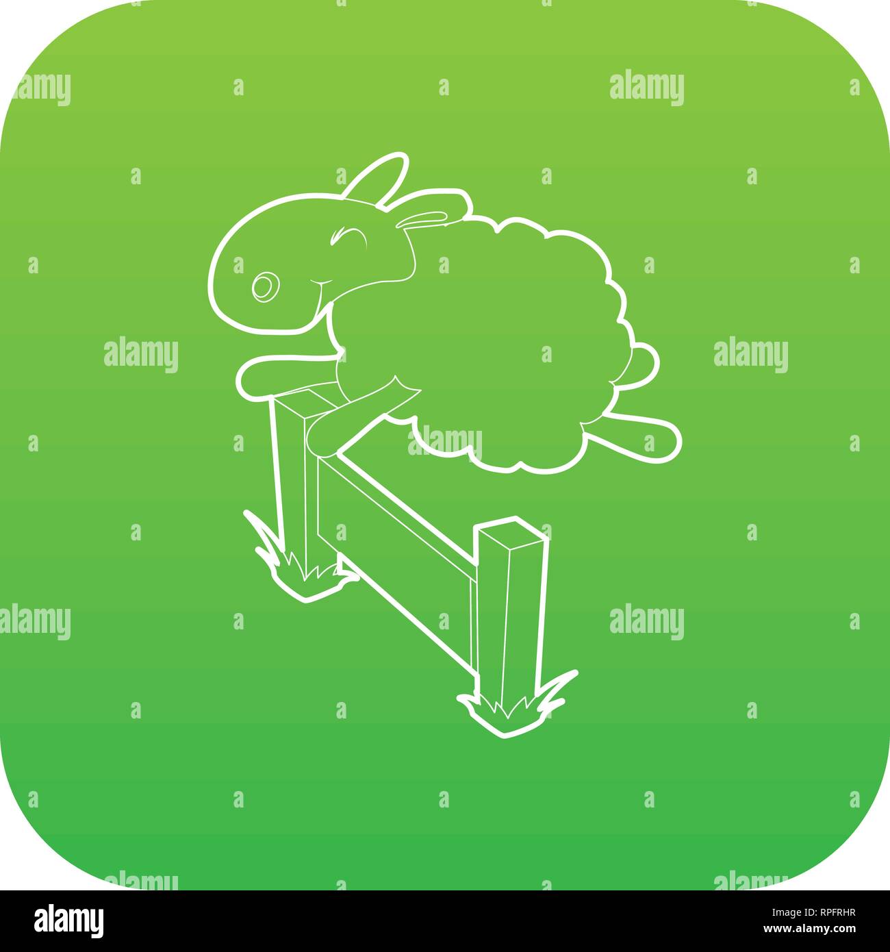 Sheep jumping over barrier icon green vector Stock Vector Image & Art ...