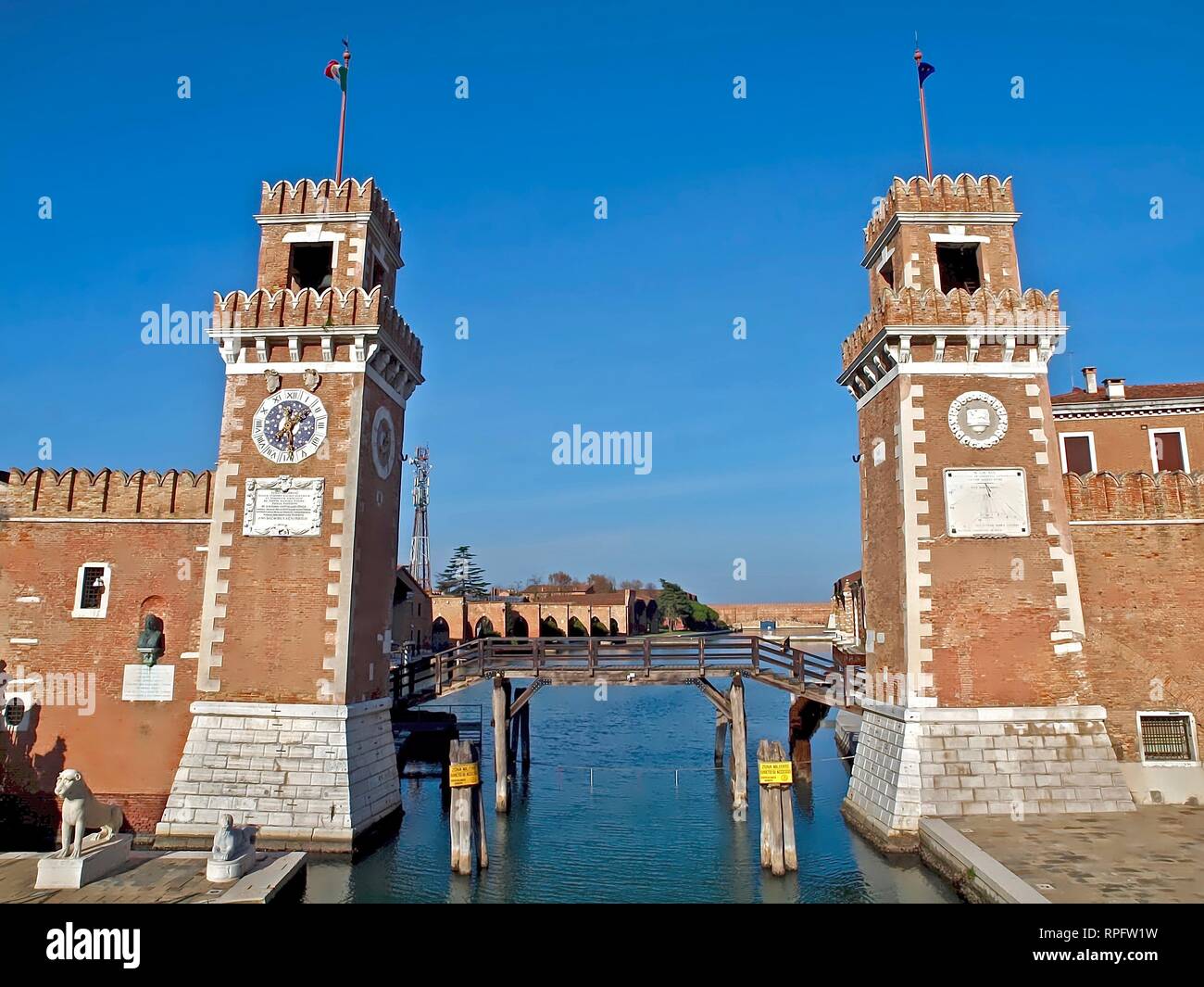 Towers of the impressive Arsenale in Venice in Italy Stock Photo - Alamy