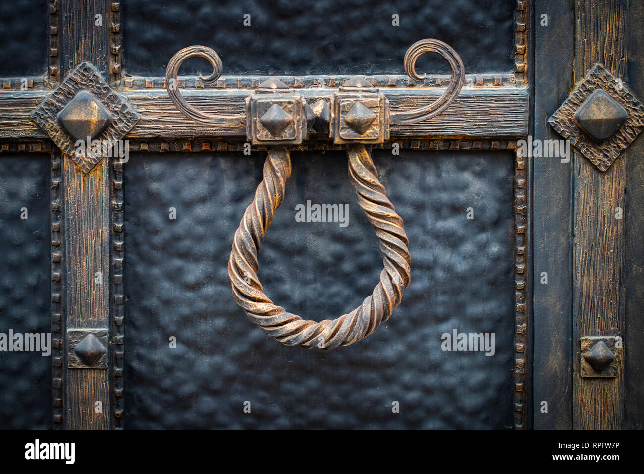 wrought-iron gates, ornamental forging, forged elements close-up Stock ...