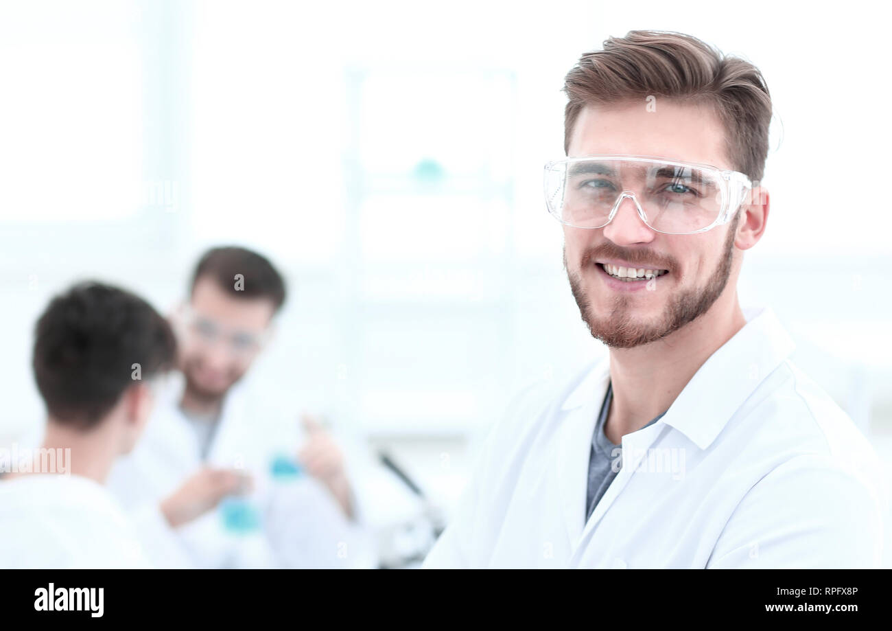 closeup.successful scientist on a light background Stock Photo - Alamy