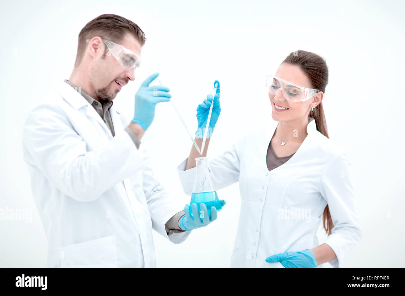 portrait of two successful biologist Stock Photo - Alamy