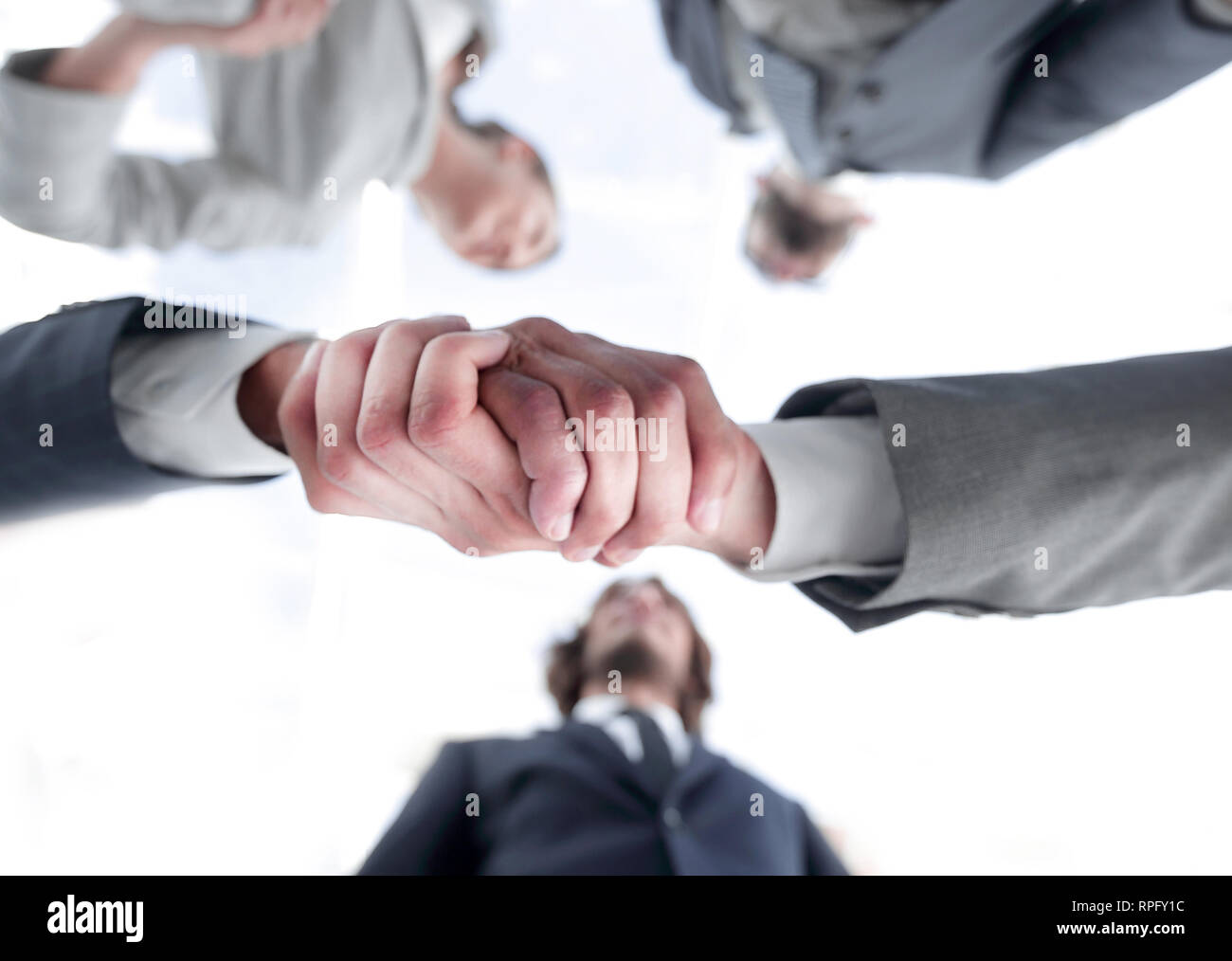 bottom view.business handshake Stock Photo - Alamy