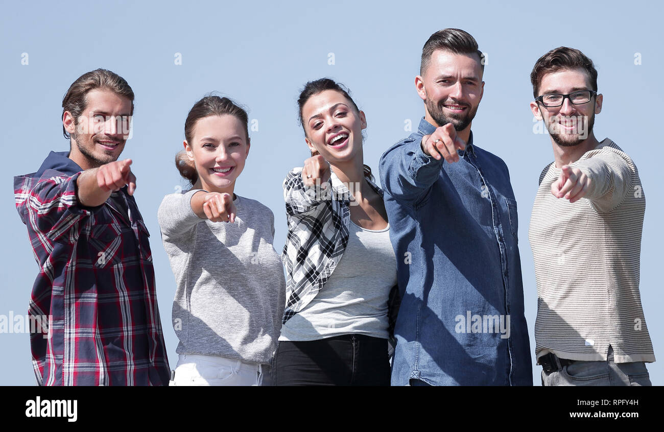 confident young people showing hands forward Stock Photo - Alamy