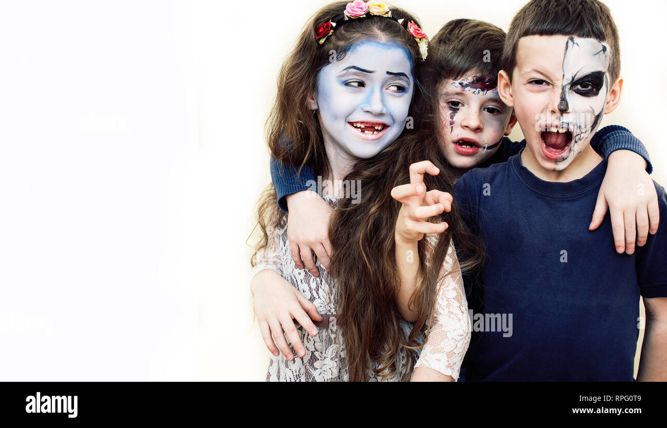 zombie apocalypse kids concept. Birthday party celebration facepaint on ...