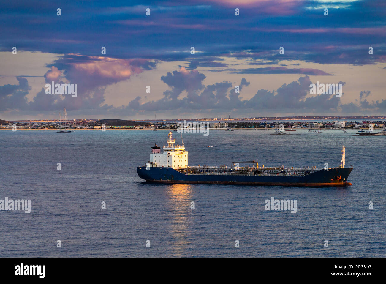 Massive tankers in the harbor of St Martin Stock Photo - Alamy