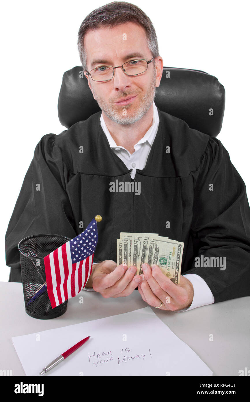 corrupt american judge taking money as a bribe or stealing Stock Photo ...