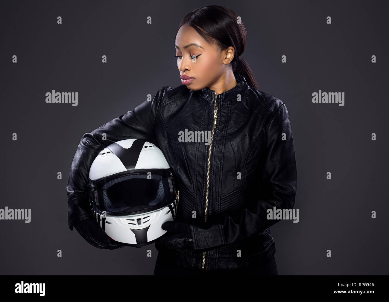 Girl Wearing Motorcycle Helmet High Resolution Stock Photography and ...