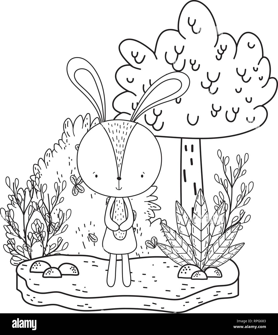 little rabbit in the landscape Stock Vector Image & Art - Alamy