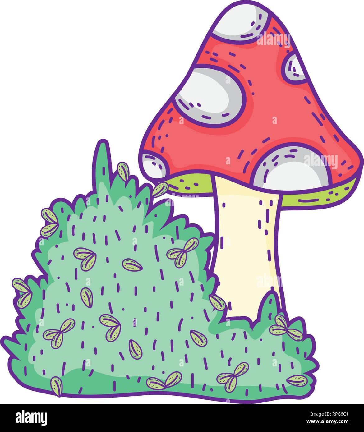 cute fungus with bush fairytale icon Stock Vector Image & Art - Alamy