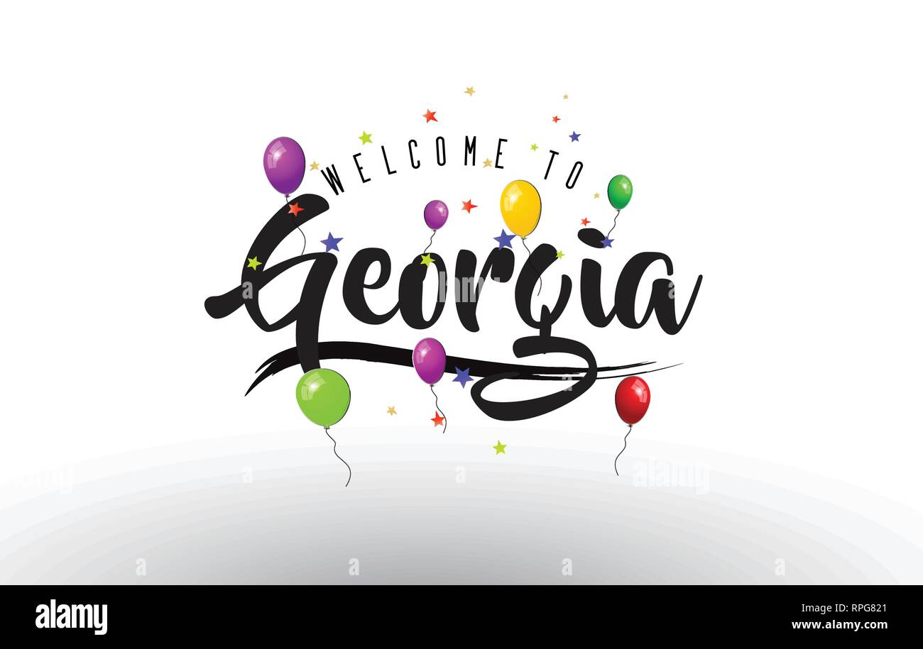 Georgia Welcome to Text with Colorful Balloons and Stars Design Vector ...