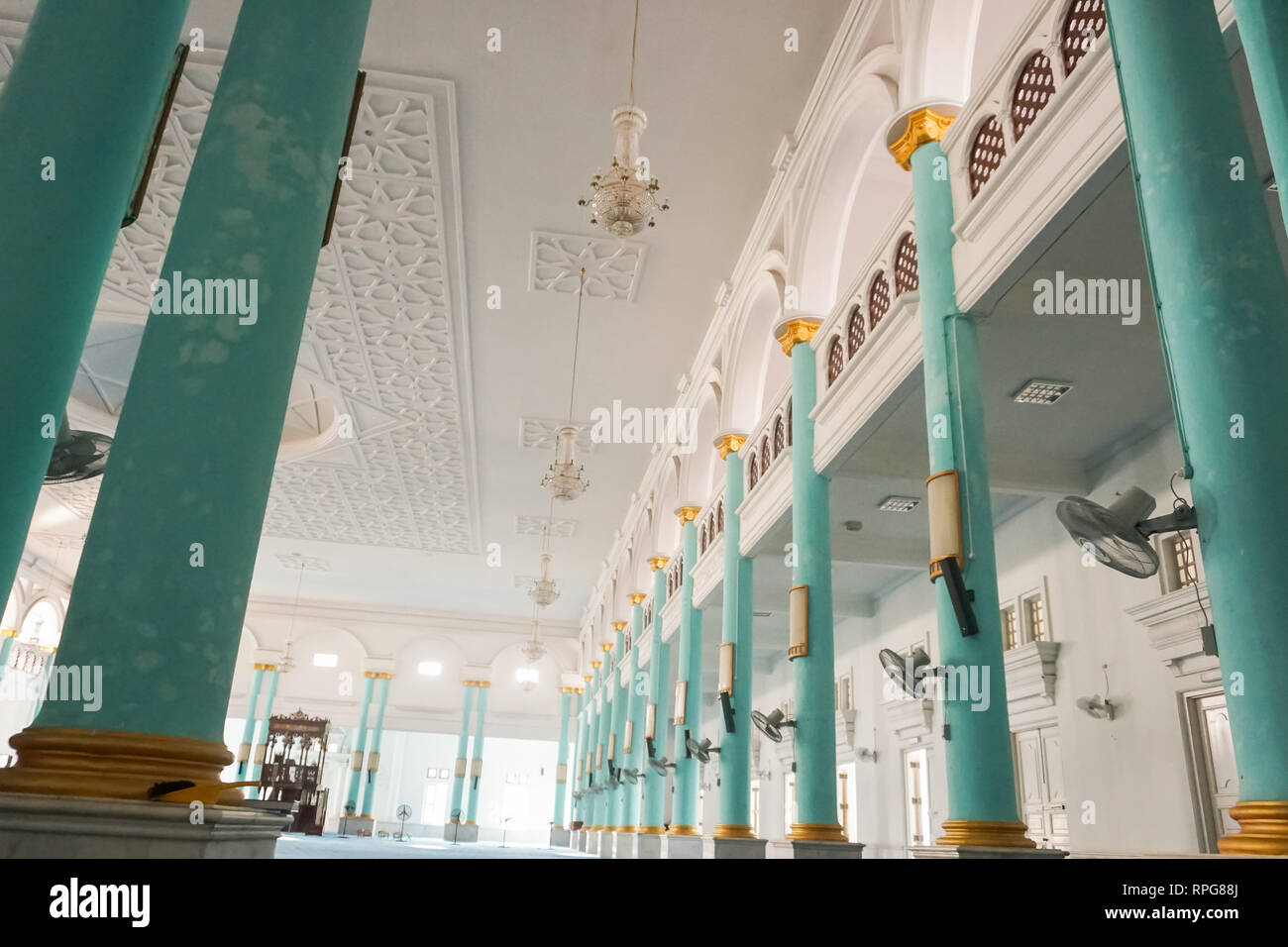 View of the Interior of Blue Mosque of Sultan Ismail Mosque, Muar ...