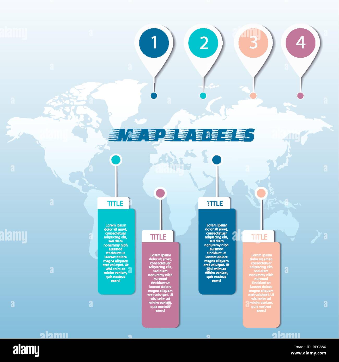 Set of colored pointers or pins on world map. Vector illustration Stock ... Set of colored pointers or pins on world map. Vector illustration Stock ...