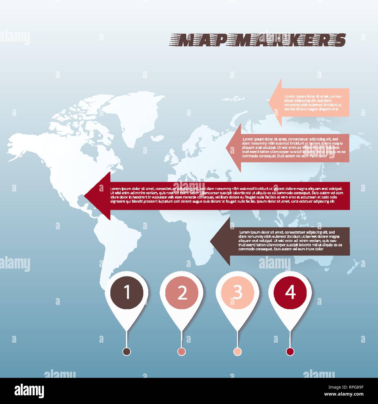 Set of colorful map pointer on world map. Vector illustration Stock ...